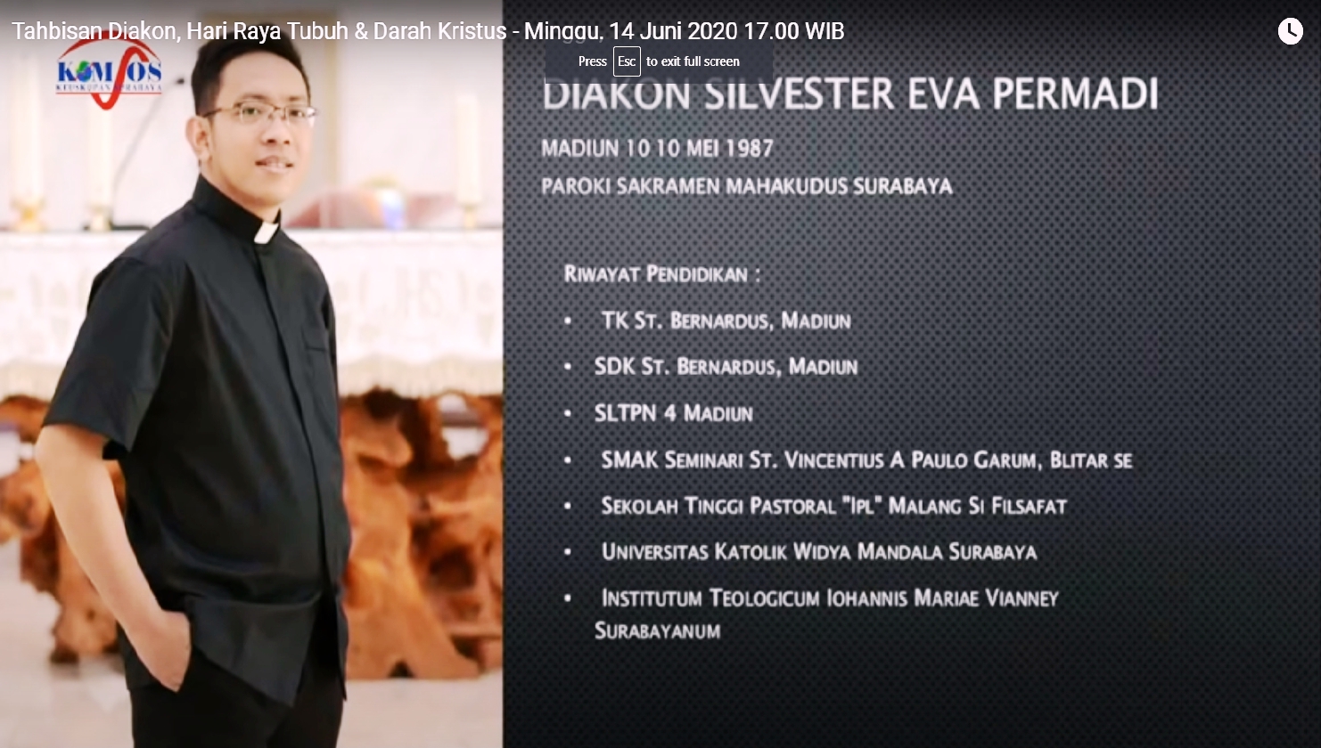 Keuskupan Surabaya Mengadakan Tahbisan Diakon dan Imam Secara Online | HIDUPKATOLIK.com